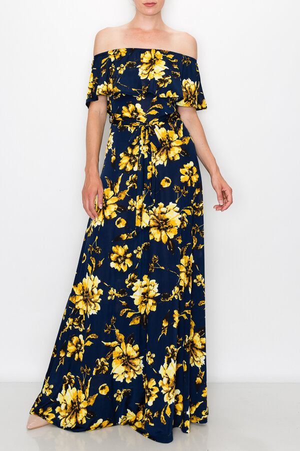 MAXI DRESS 3568 Navy-yellow – Beautiflavor